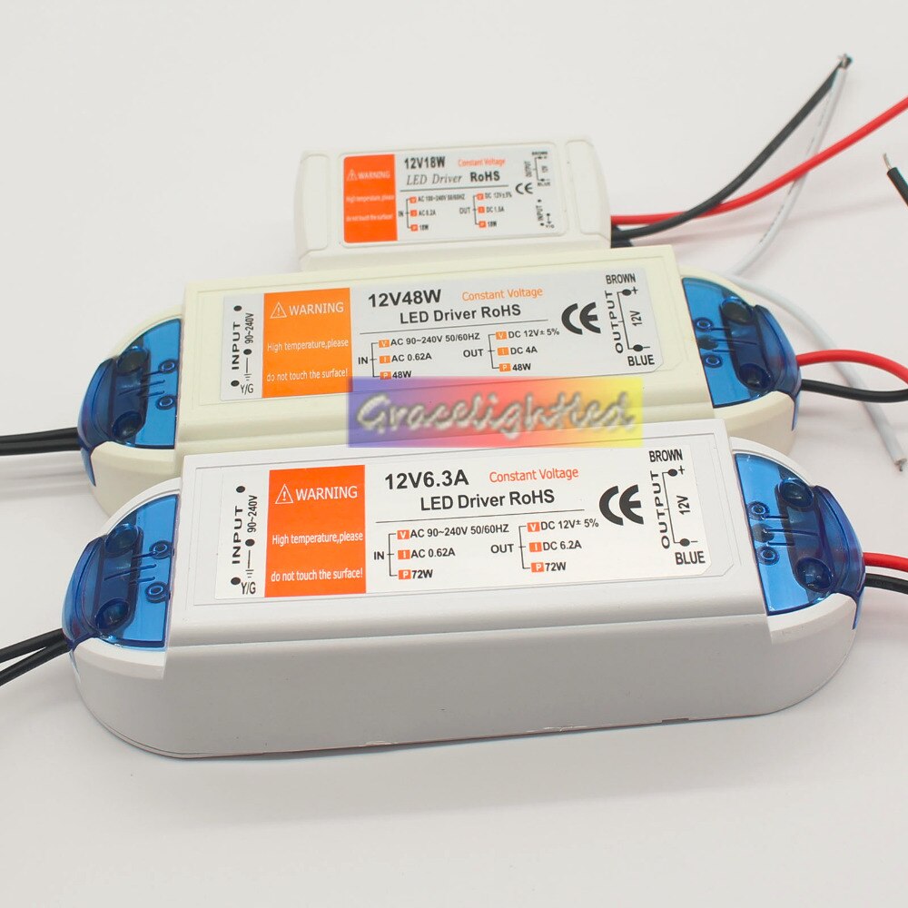 12 Volt Power Supply 12V LED Driver 18W 28W 48W 72... – Vicedeal