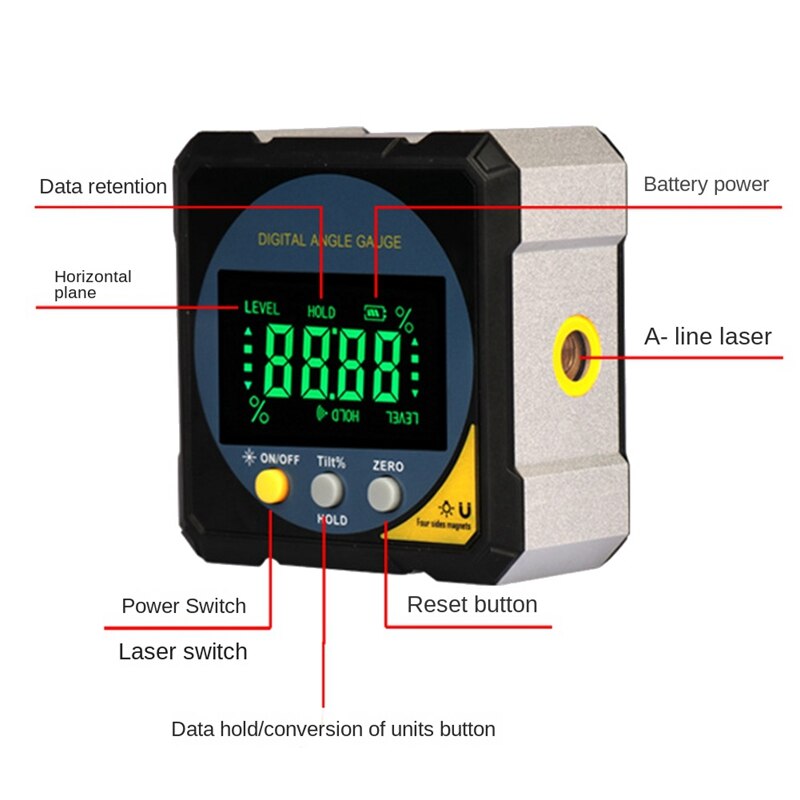 Digital Angle Finder With Electronic,Four Side Mag... – Grandado
