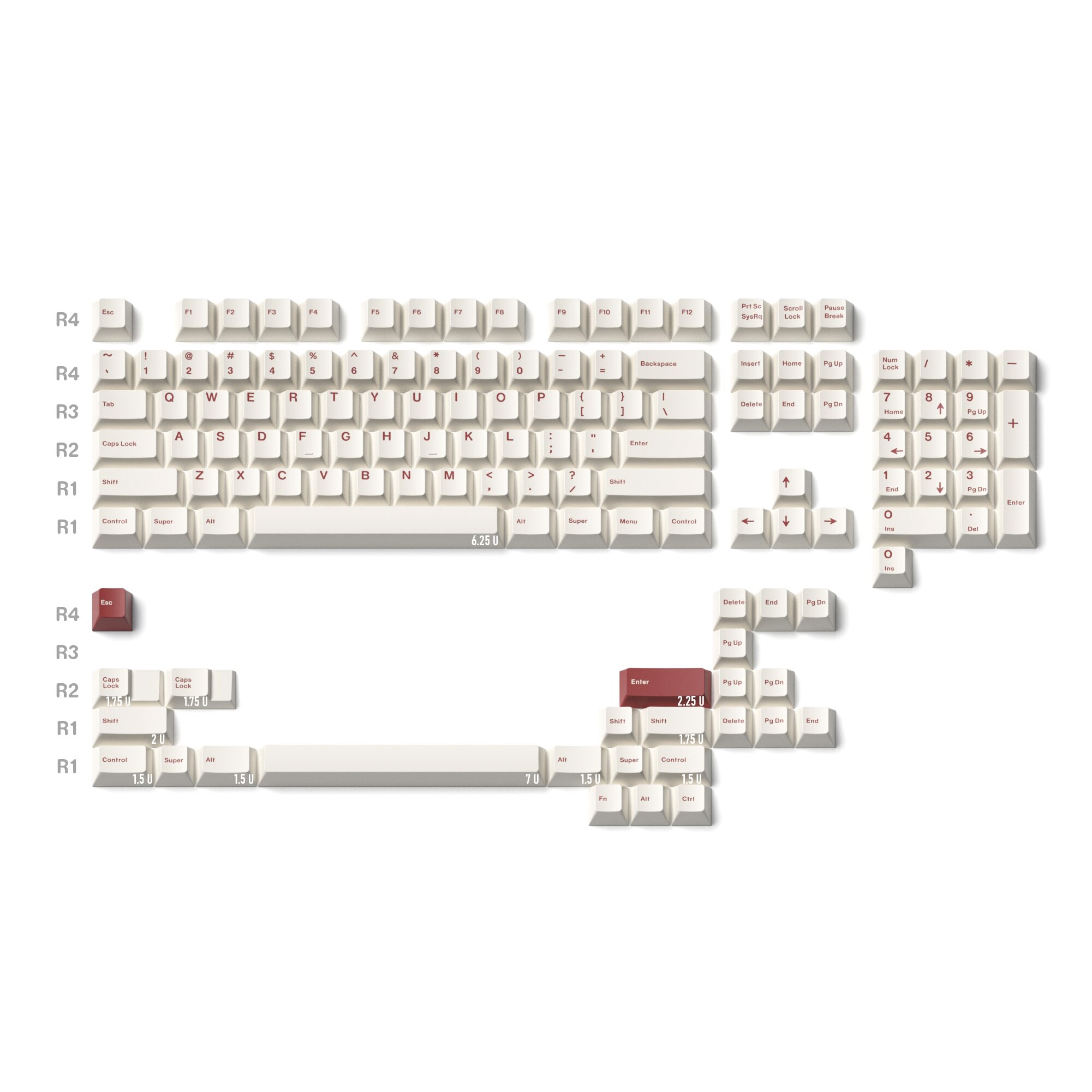 JKDK Red And White ROW Keycap Cherry Profile PBT D... – Grandado
