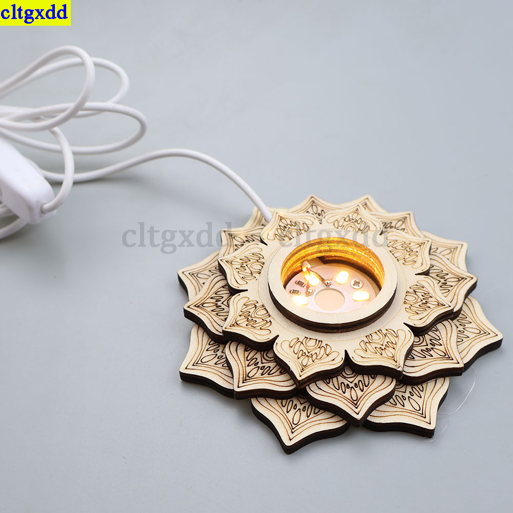 cltgxdd 1piece 3-layer petal USB lamp holder woode... – Grandado