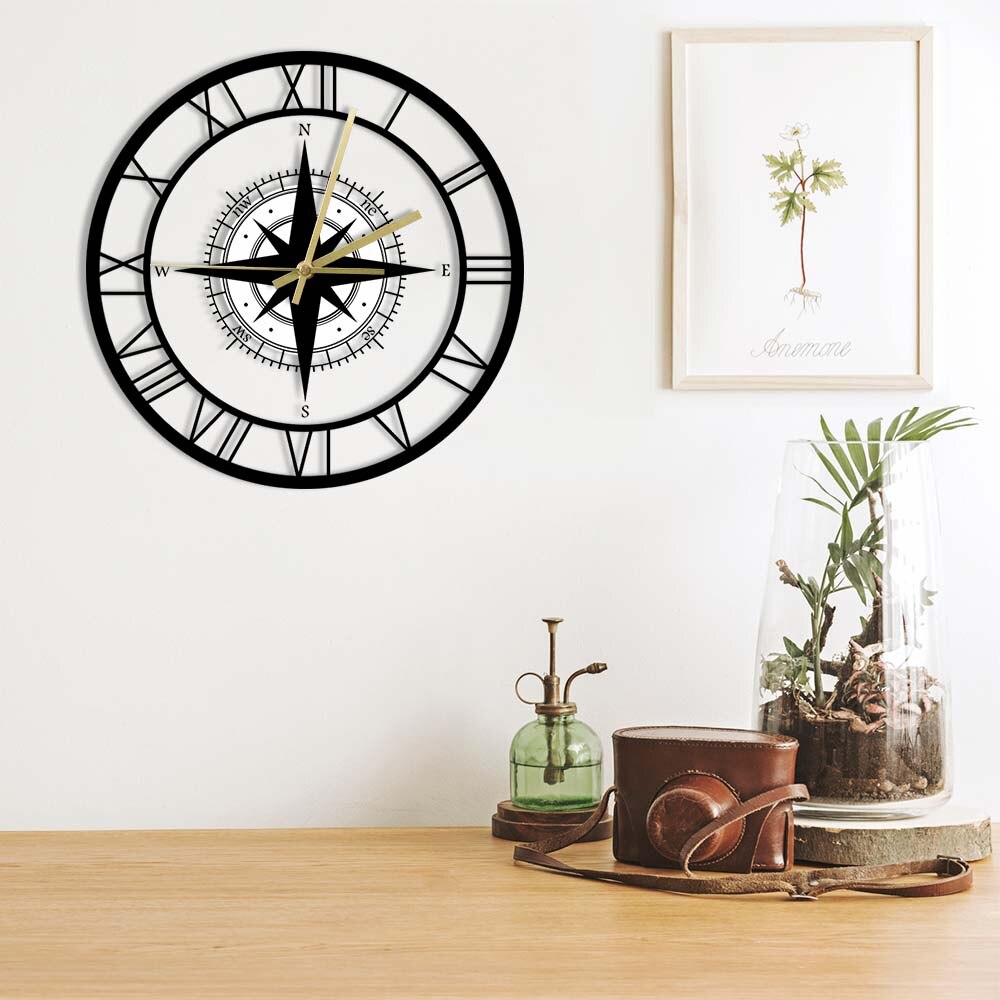 Compass Direction Map Exclusive Silent Wall Clock ... – Grandado