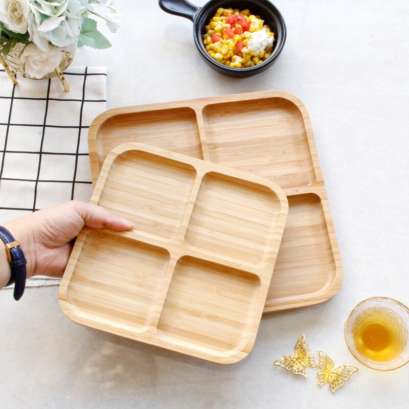 tableware square bamboo four grids refreshment pla... – Grandado