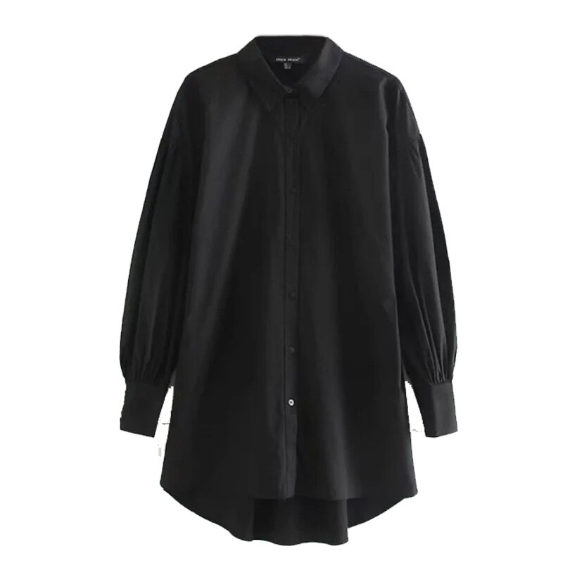 SuperAen Shirt Top Solid Simple Turn Down Collar O... – Grandado