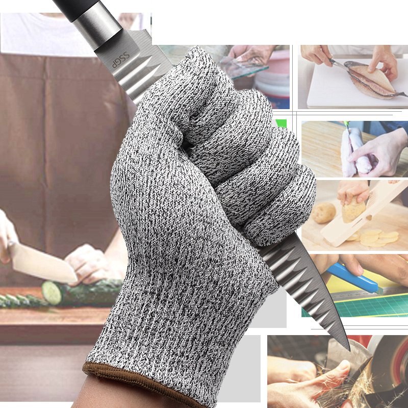 anti cut proof gloves gmg gray black HPPE EN388 AN... – Grandado