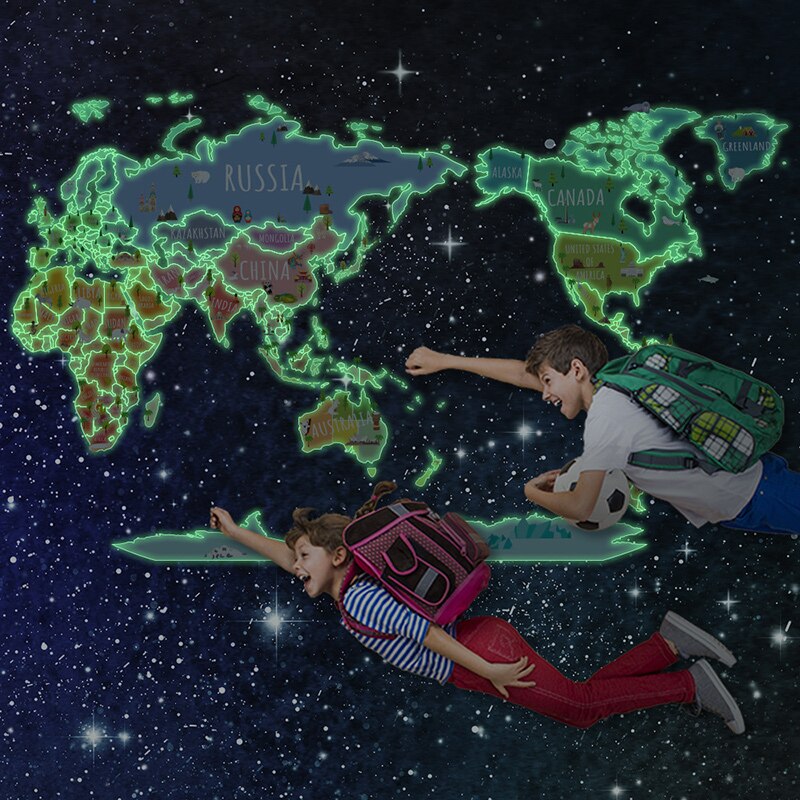 Luminous World Maps for Wall Removable Adhesive Wa... – Grandado