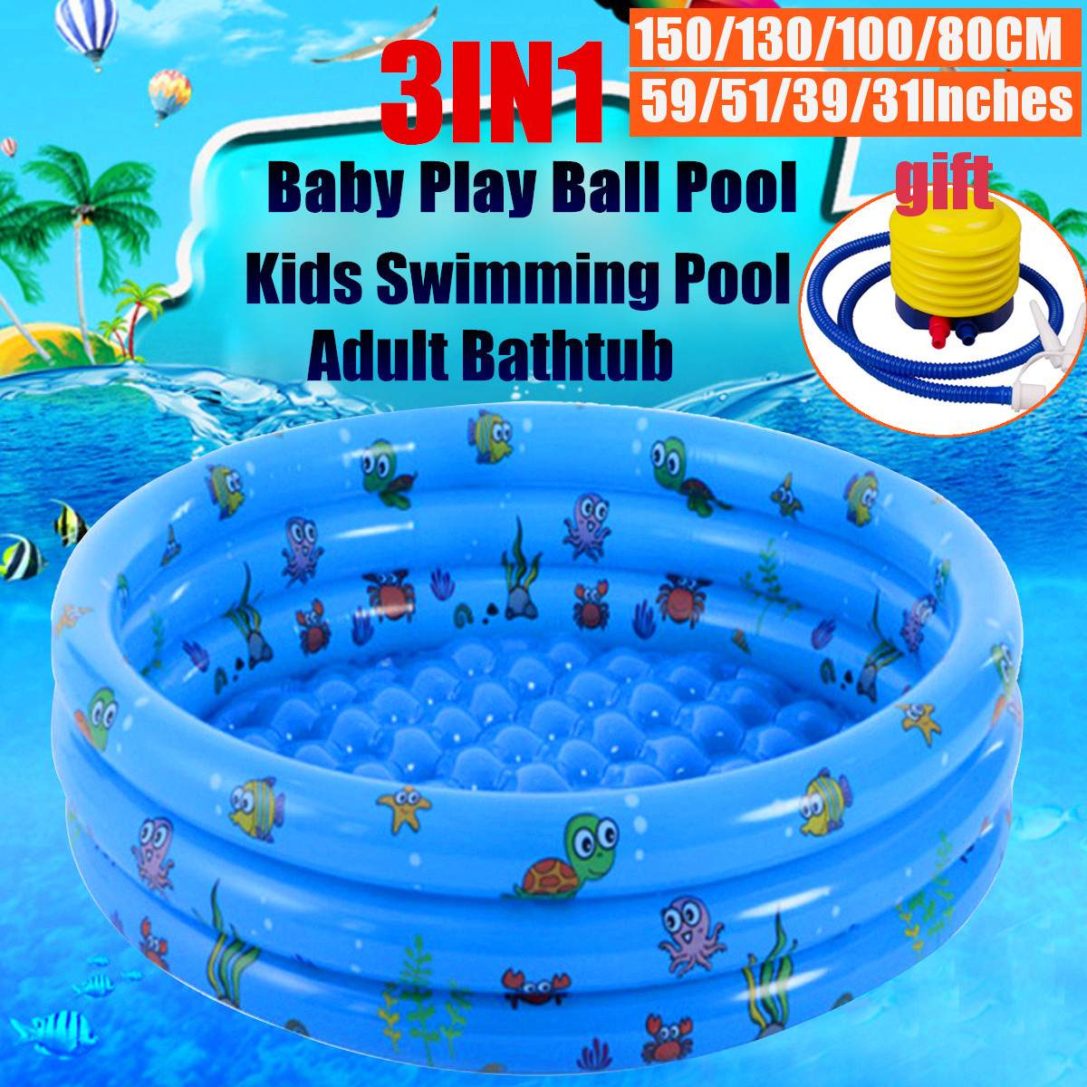 80/100/130/150CM Portable Indoor Outdoor Baby Swim... – Vicedeal