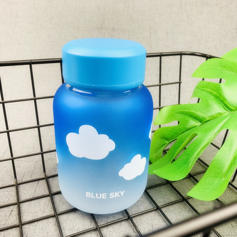 600ml Sky Glass Water Bottle Gradient Color Sport ... – Grandado