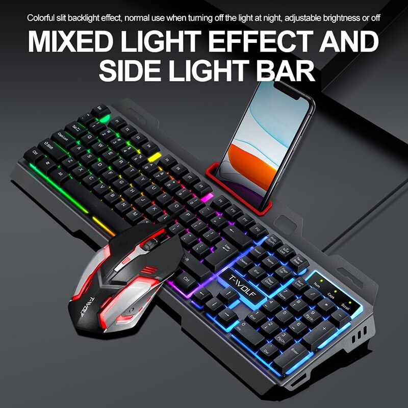 Gaming Keyboard And Mouse Wired Set Rainbow Backli... – Grandado