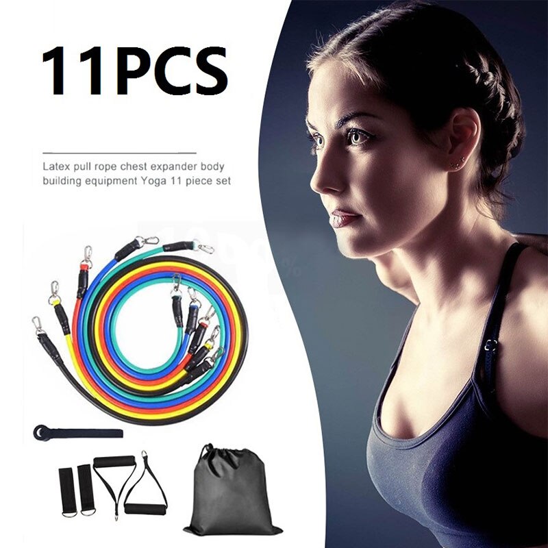 11PCs Resistance Bands Set Workout Bands With Meta... – Grandado