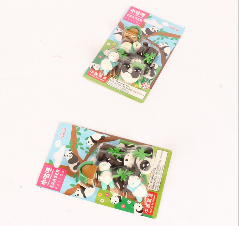 Eraser Set Cute panda house plant Writing Drawing ... – Grandado