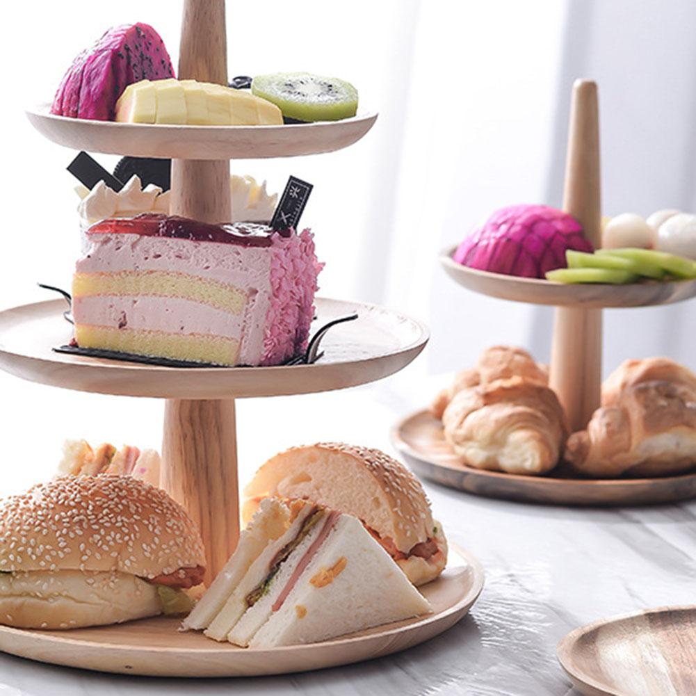 Wooden 3-Tier Organizer Stand Fruit Plate Cake Sto... – Grandado