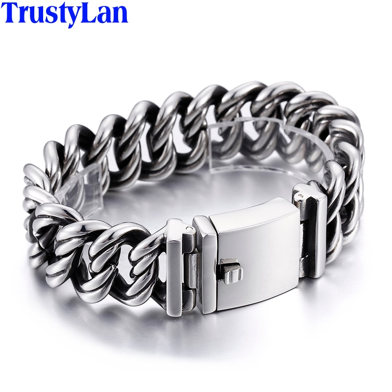 22MM Stainless Steel Hand Chain Mens Bracelet Male... – Vicedeal