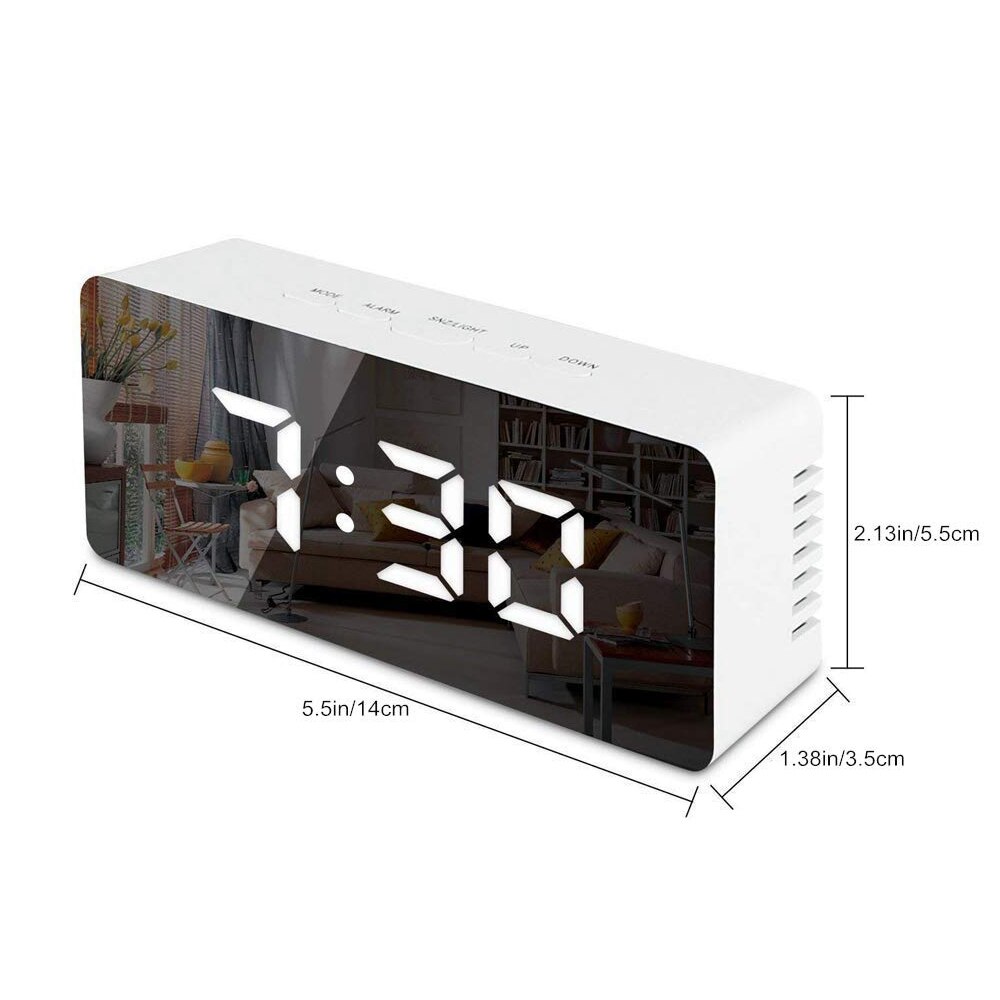 Led Spiegel Wekker Digitale Snooze Tafel Klok Wake... – Grandado