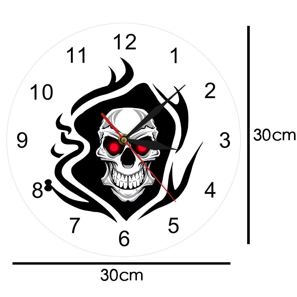 Vintage Evil Skeleton Skull Head Modern Wall Clock... – Grandado