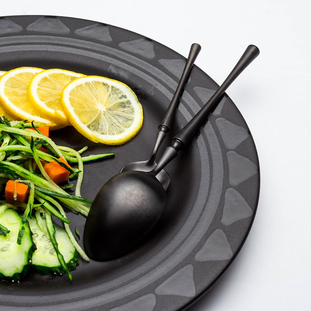 Lekoch mat sort bestik sæt til rustfrit stål spise... – Grandado