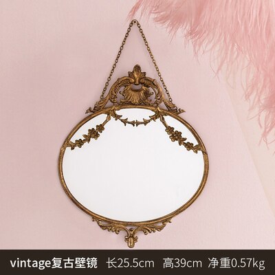 Bath Round Mirror Wall Hanging Frame Luxury Nordic... – Grandado