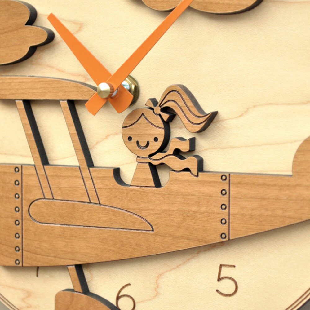 Cartoon Pilot Plane Wall Clock Pilot Children Bedr... – Grandado