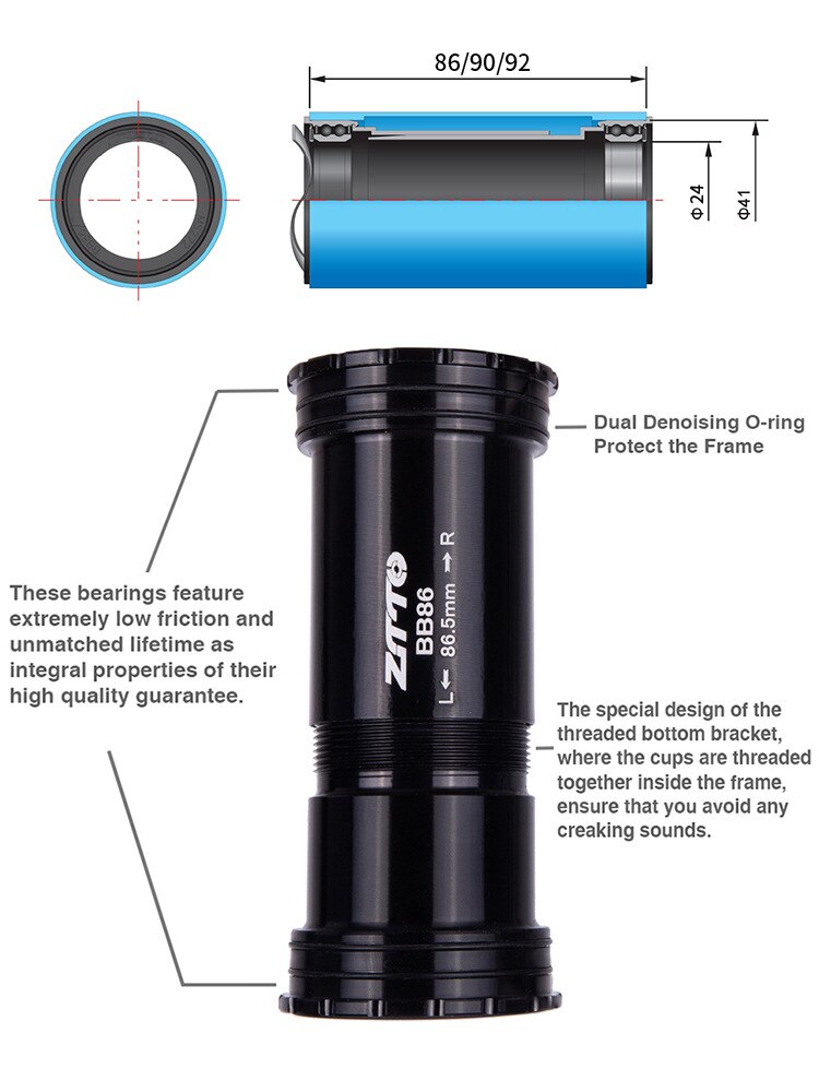ZTTO BB86 24mm BB92 BB90 Press Fit Bottom Brackets... – Vicedeal