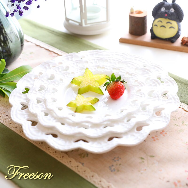 Heart Shape Emboss Porcelain Plates Dessert Dish C... – Grandado