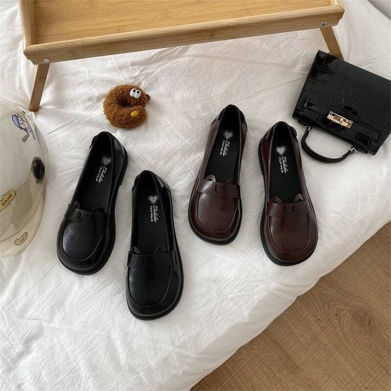 Cute Kitten Uniform Shoes Women Harajuku PU Leathe... – Grandado