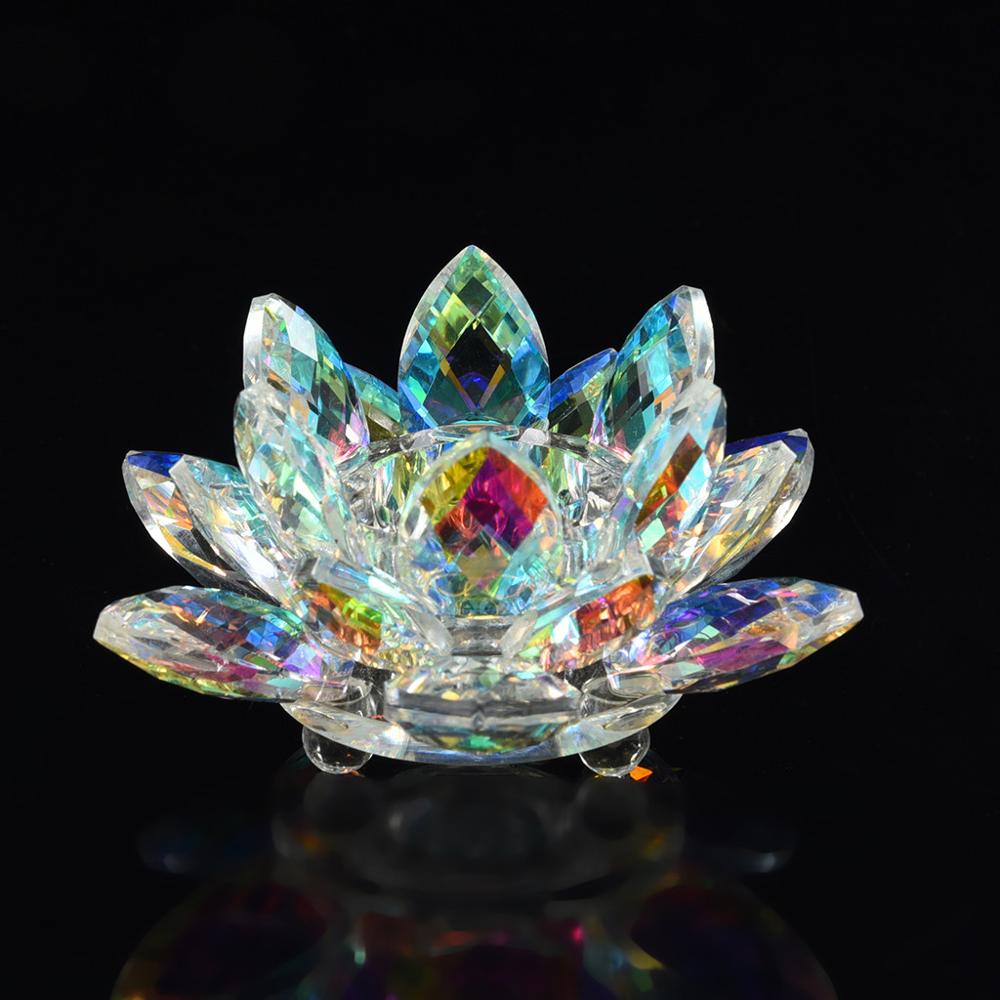 Crystal Lotus Candle Holders Multicolor Glass Flow... – Grandado