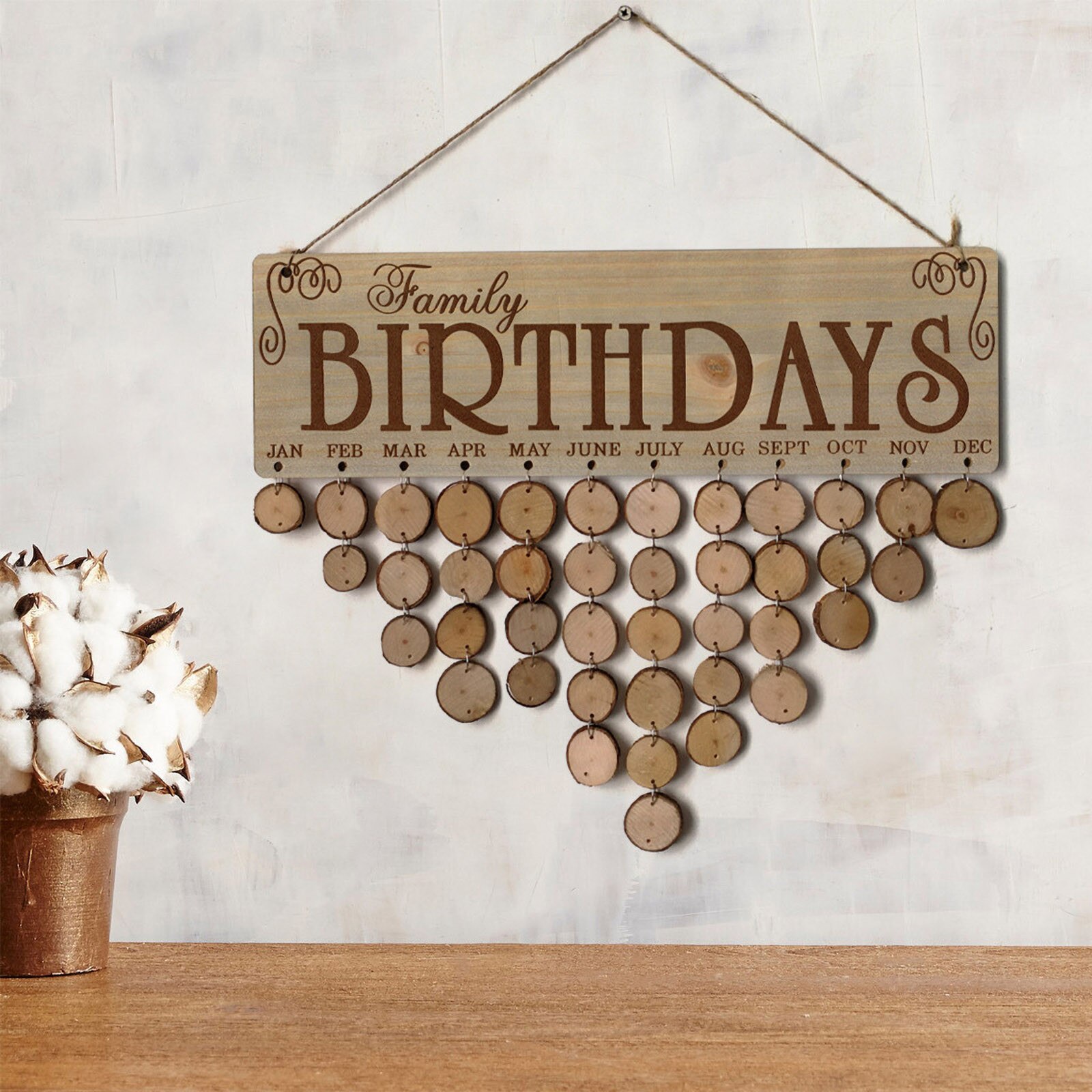 Calendario de madera para pared, placa de vacacion... – Grandado