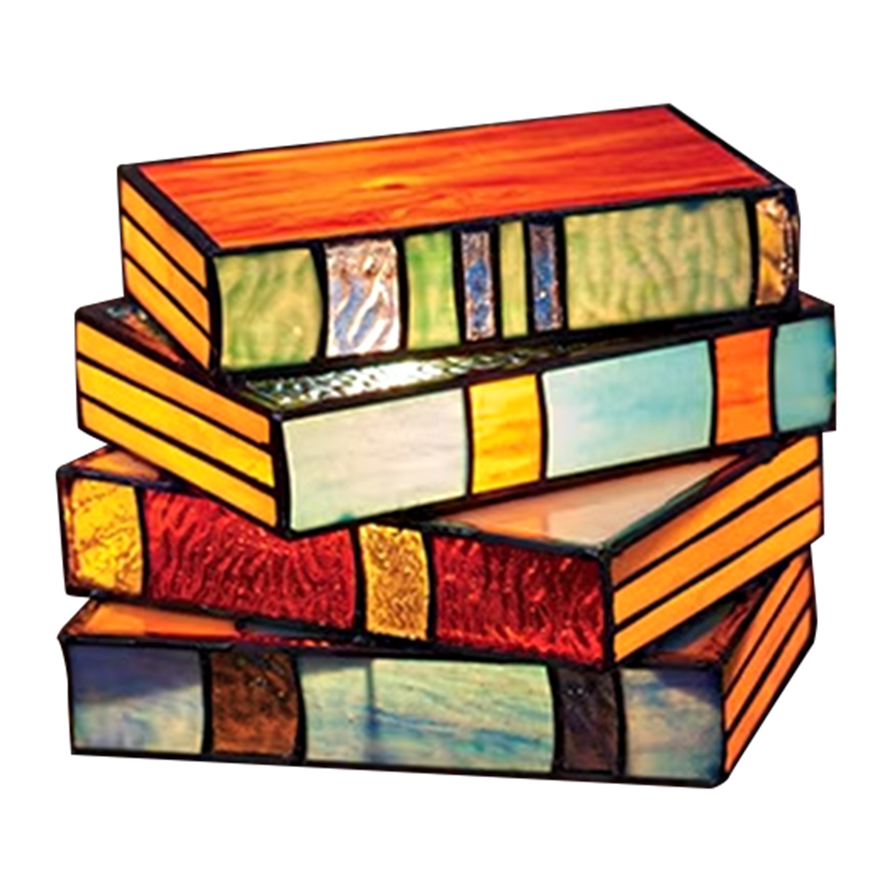 Stacked Books Lamp Colorful Handcrafted Glass Nigh... – Grandado