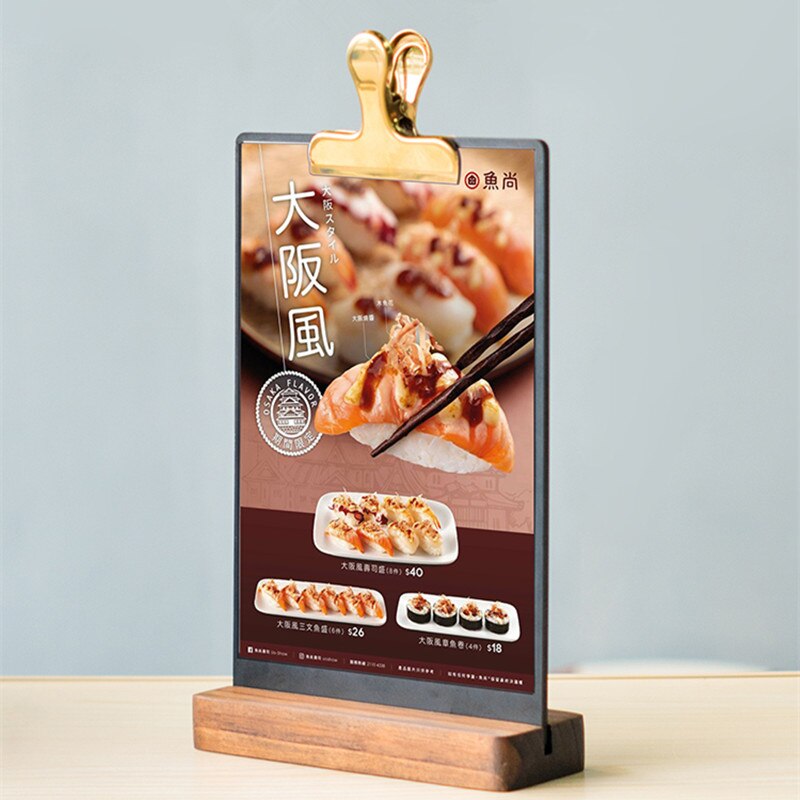 A5 Double-Sided Upright Wood Menu Holder Counter P... – Grandado