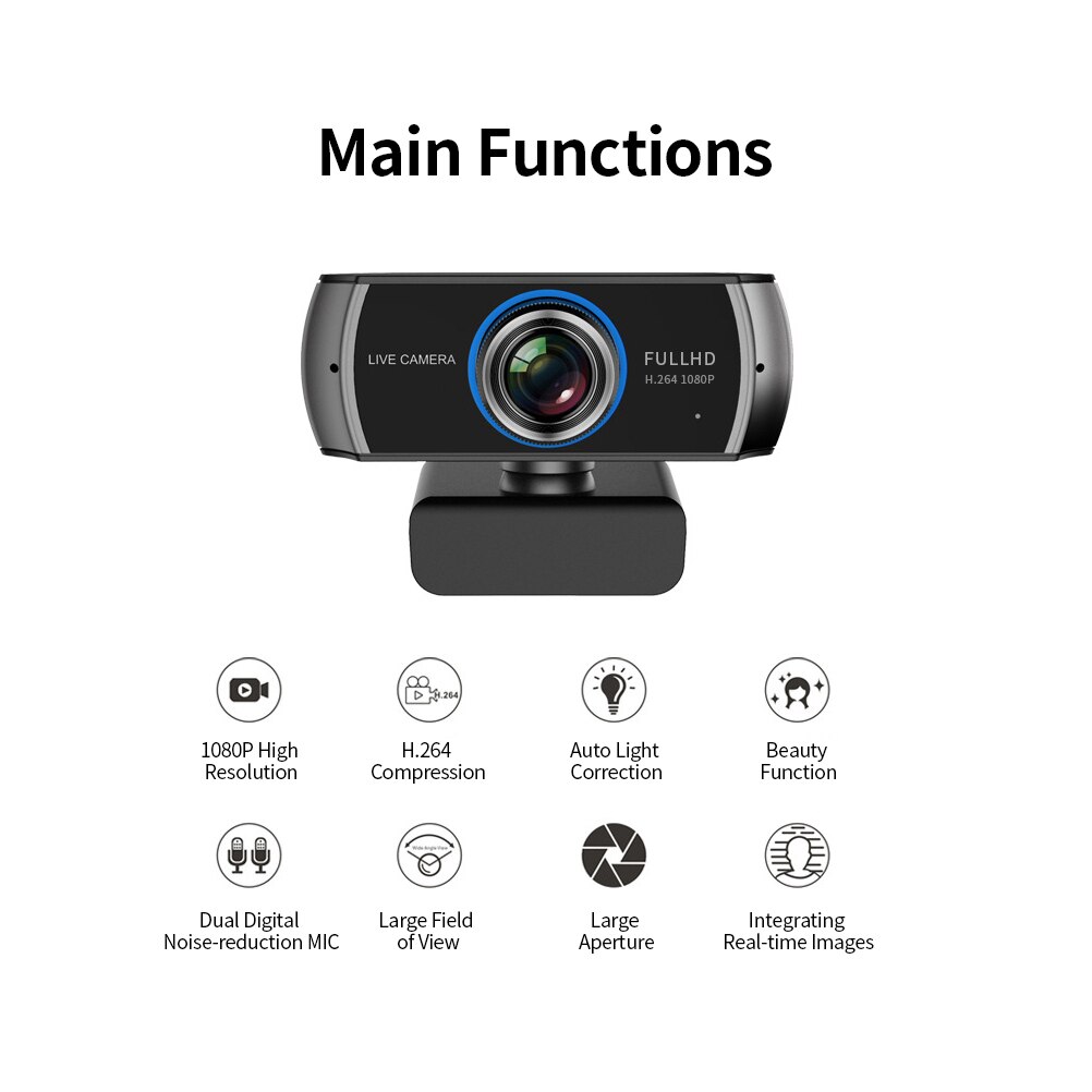 920M3 Web Camera 1080P HD Wide-angle Webcam Dual M... – Grandado