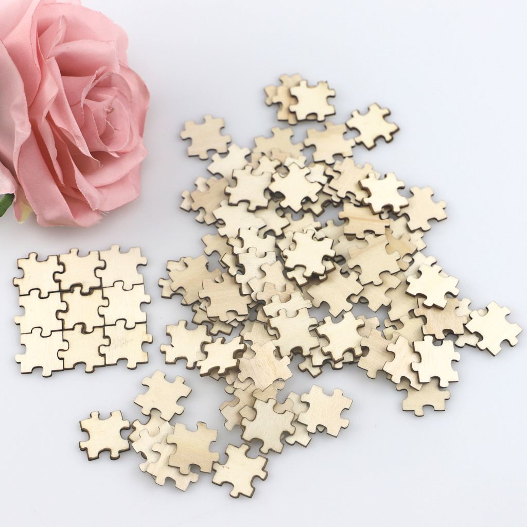 50pcs 20mm Unfinished Wooden DIY Jigsaw Puzzles Pl... – Grandado