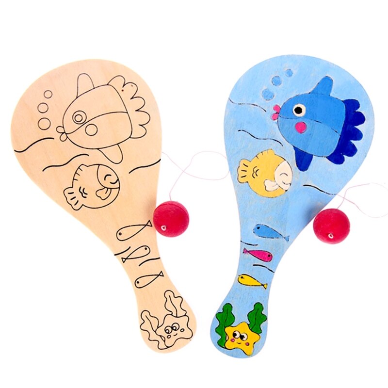 Hand Painted DIY Racket Ball with String Wooden Cr... – Grandado