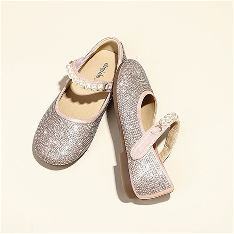 Girls Leather Shoes Children Rhinestone Soft Sole ... – Grandado
