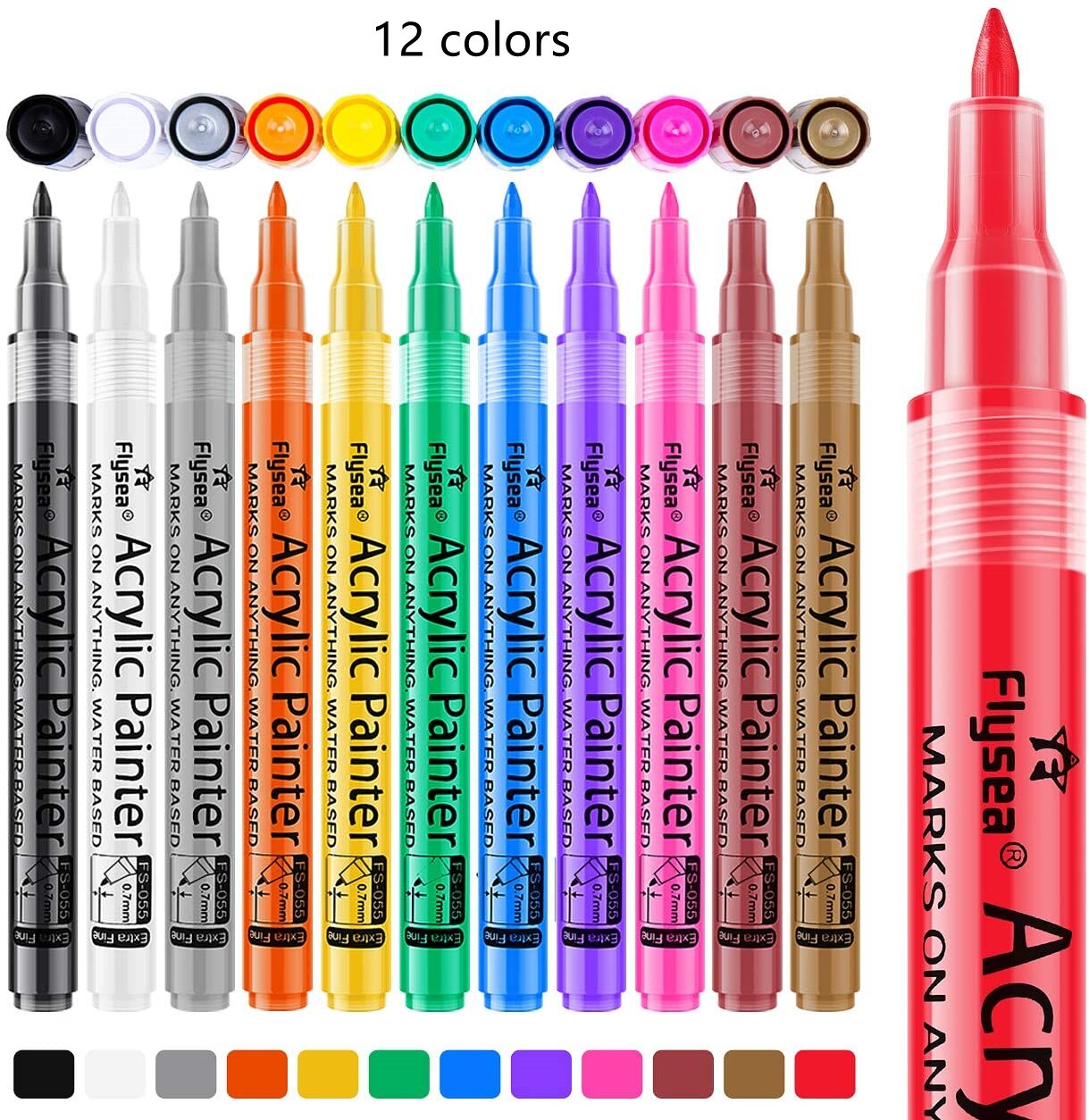Acrylic Paint Marker Pens 12 Colors Premium Waterp... – Grandado