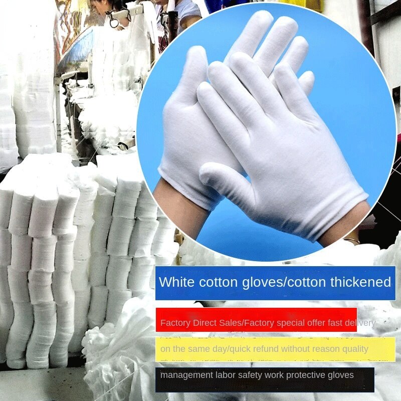 12Pair Thickened Cotton Gloves White Gloves Wenwan... – Grandado