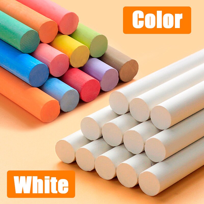 Mixed Colour White Chalk Sticks Pack Kids Playgrou... – Grandado