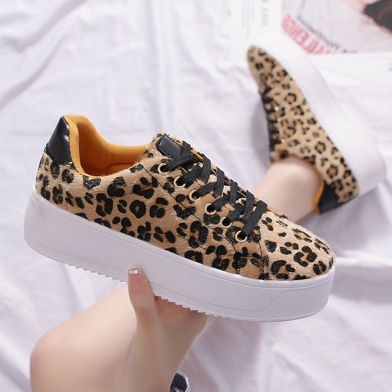 Women Shoes Leopard Trainers Platform Sneakers Mid... – Vicedeal
