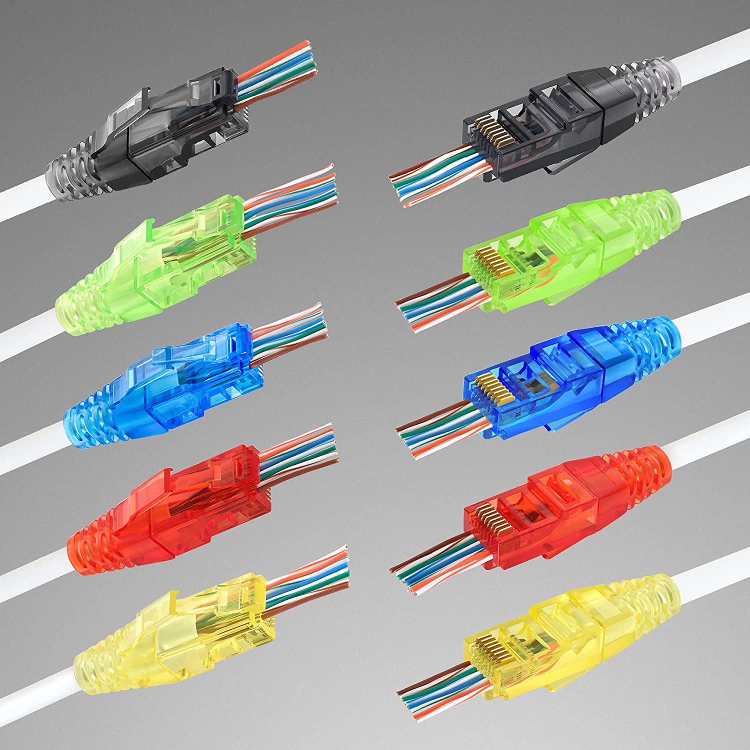 Pack of 50/50 RJ45 Cat6 Pass Through Connectors an... – Grandado