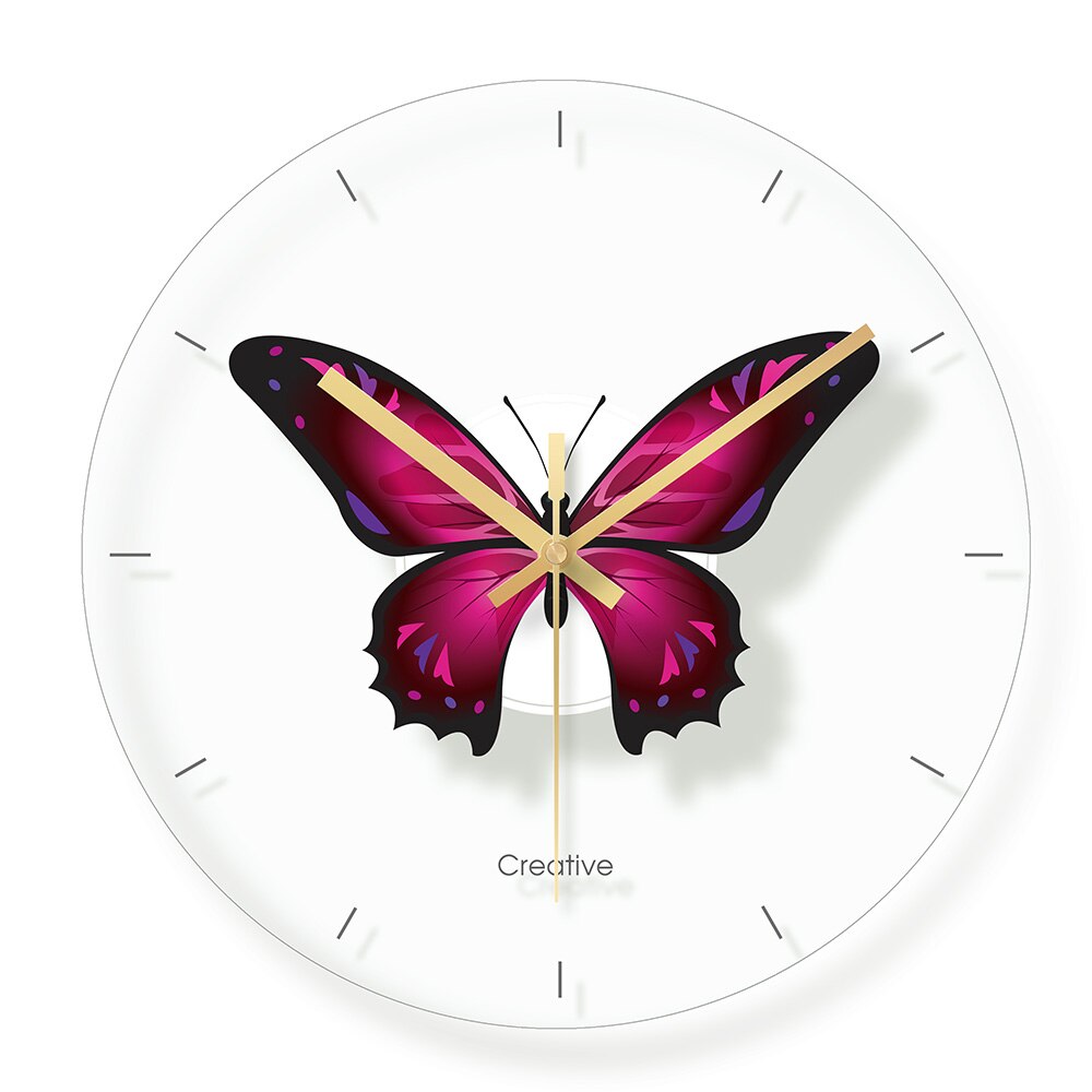 Glass Butterfly Wall Clock For Kids Room Wall Deco... – Grandado