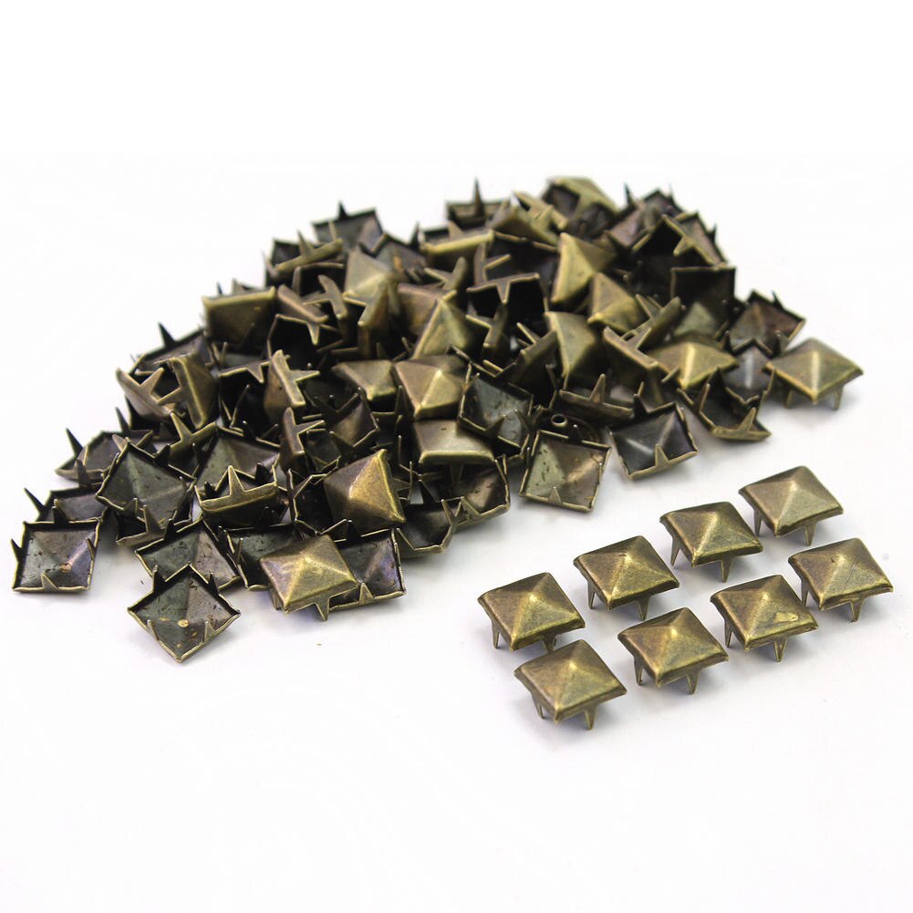 100pcs/Lot 9mm Bronze Square Spikes Studs Rivets S... – Grandado