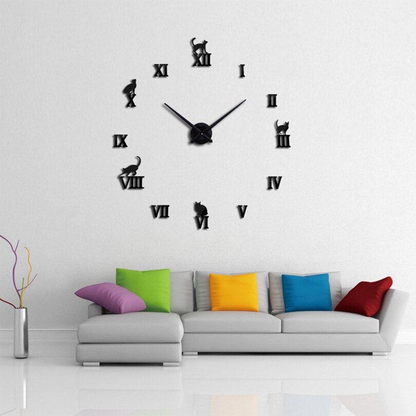 diy large size wall clocks big mirror wall clock M... – Grandado