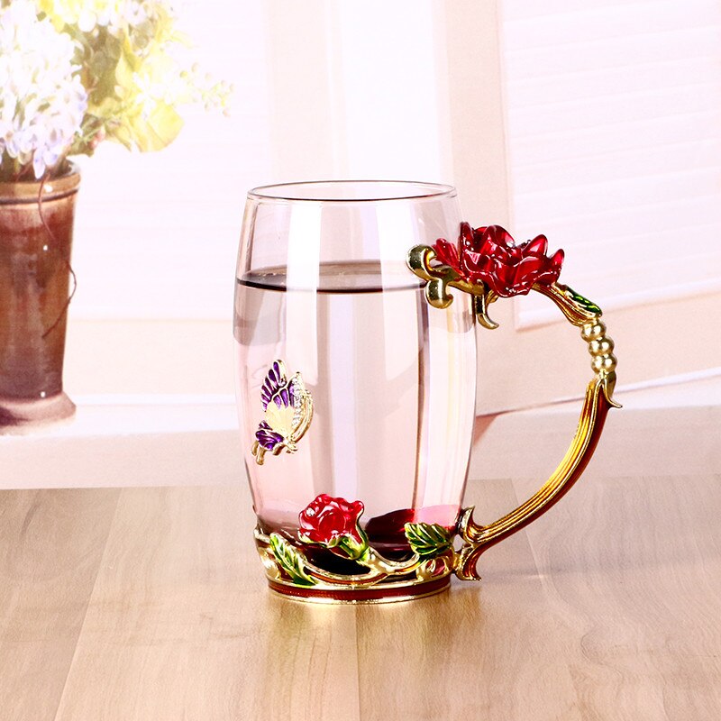 Colorful Enamel Cup Water Glass Flower Tea Cup Ros... – Vicedeal