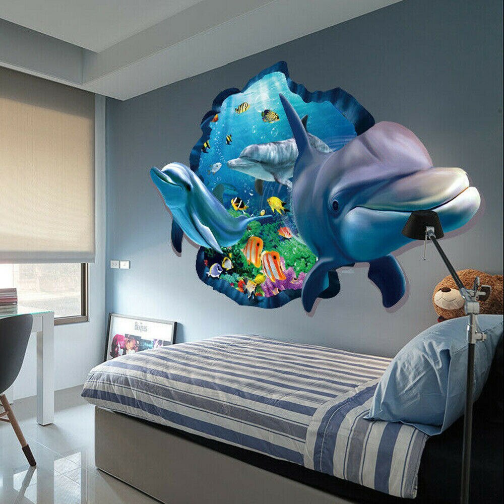 Wall Stickers 3D Dolphin Wall Tattoo Art Decal Hom... – Grandado