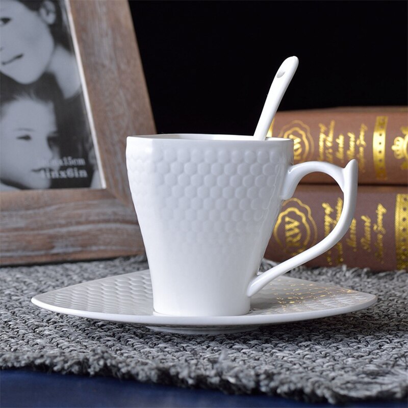 160ml White Simple Ceramic Coffee Cup and Saucer S... – Grandado