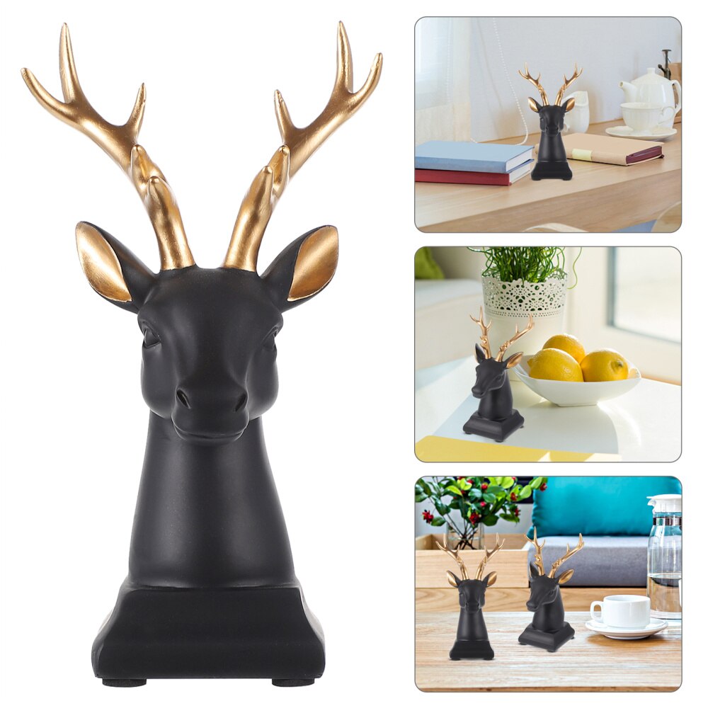 Deer Head Decoration Crafted Figurines Office Home... – Grandado