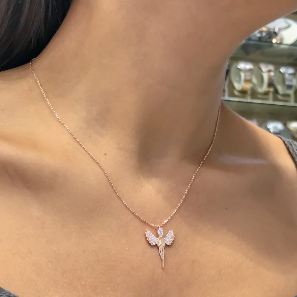 Angel Angel Diamond Workmanship Silver Necklace – Grandado