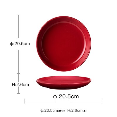 Red Glazed Ceramic Dinner Plates Modern Dinnerware... – Vicedeal
