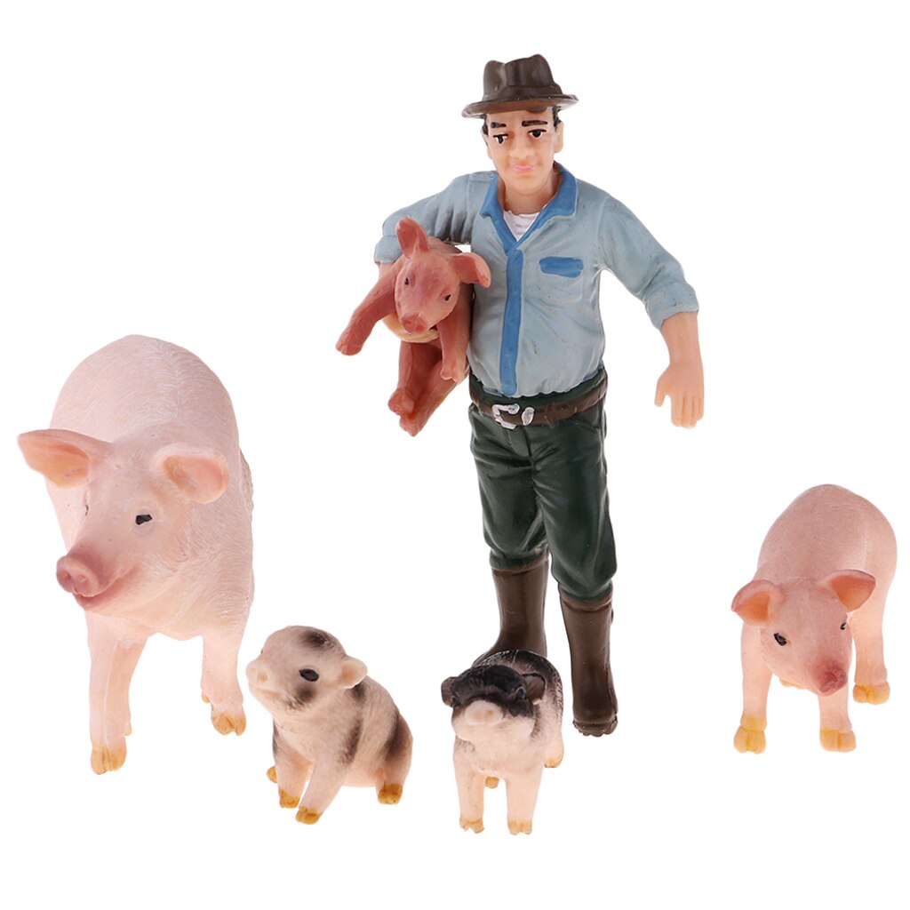 Realistic Happy Animal Cows Pigs With Farmers Home... – Grandado