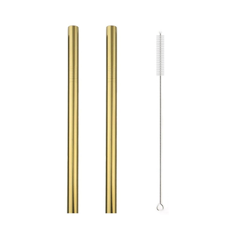 JANKNG 2 Pcs Rainbow Blue Bent Metal Straw Diamete... – Grandado