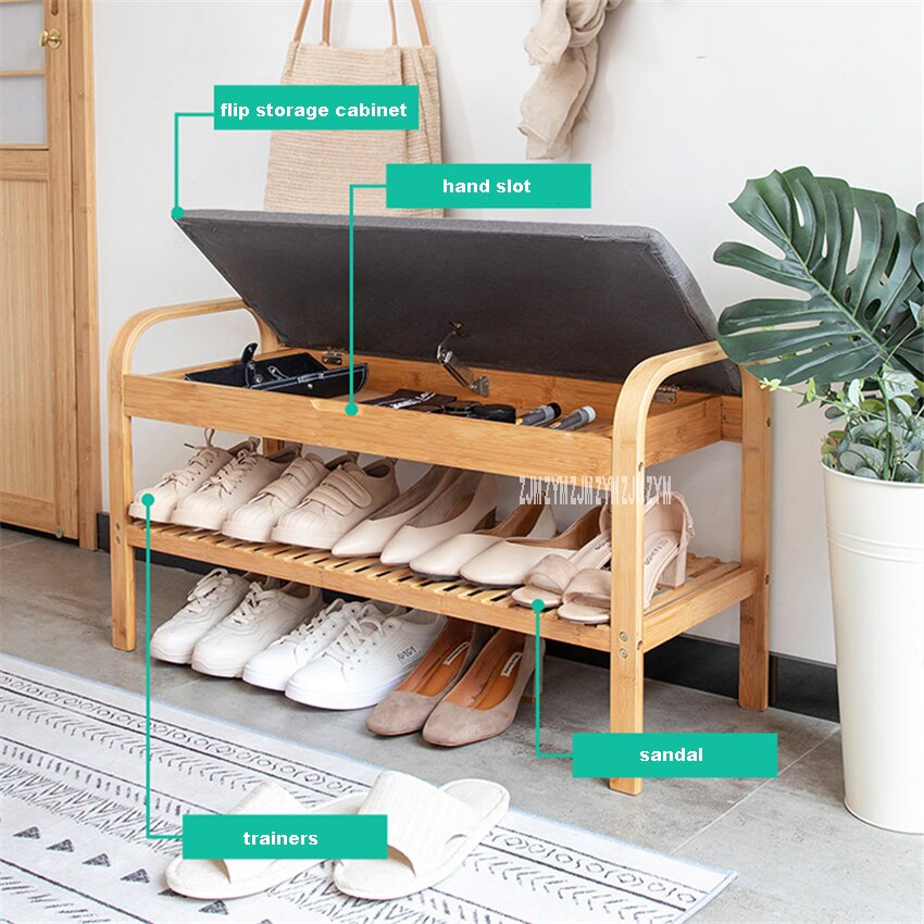 ND190508 Living Room Double Deck Wood Shoe Storage... – Grandado