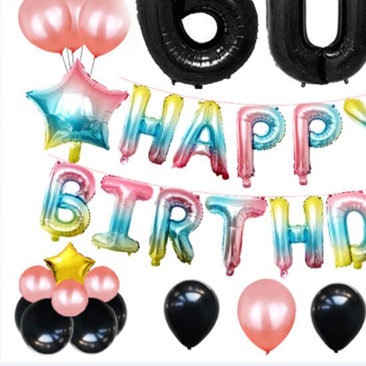 Birthday Party Color Balloons Kit Aluminum Foil an... – Grandado